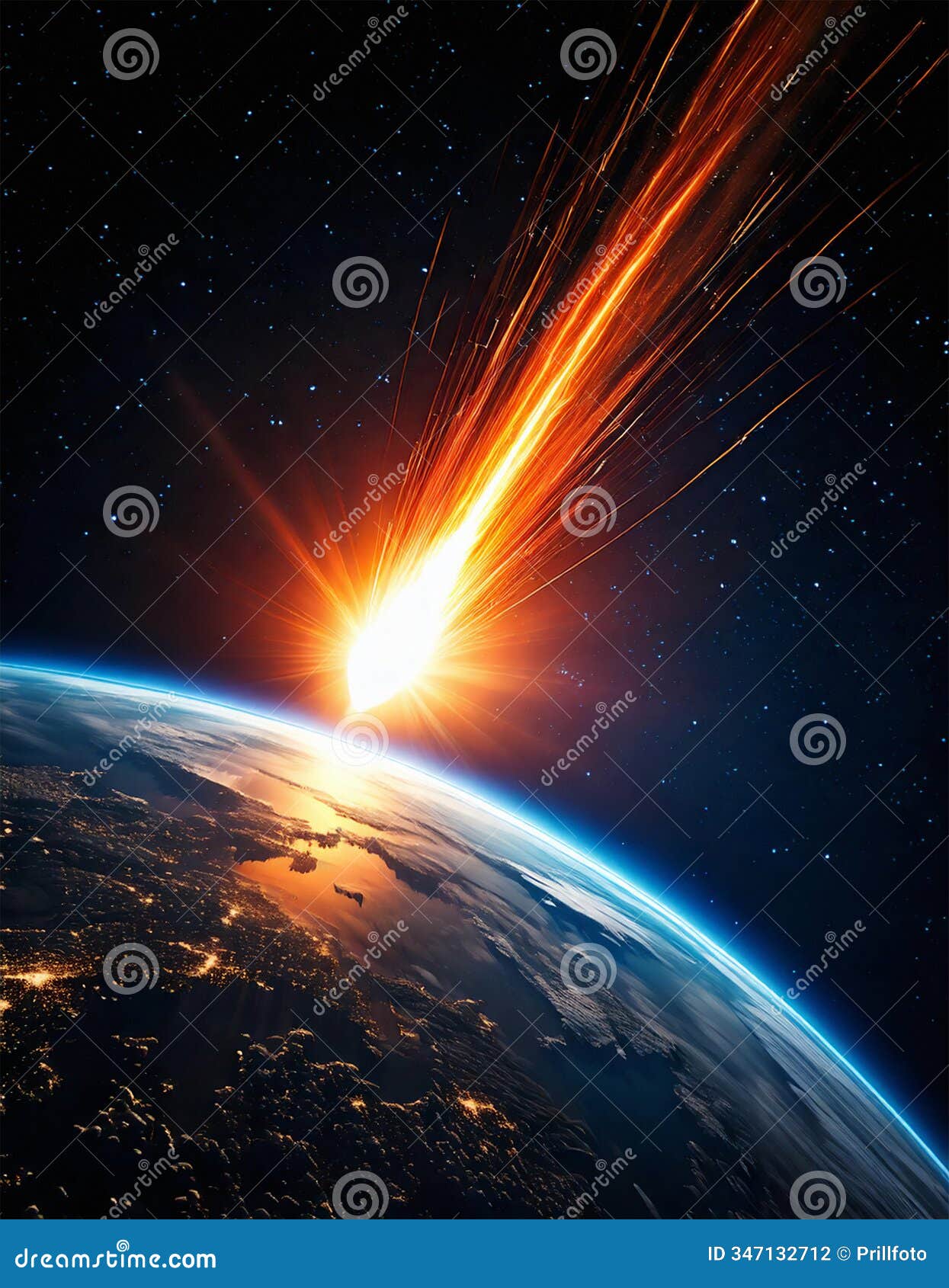 Meteor strike stock illustration. Illustration of fire - 347132712