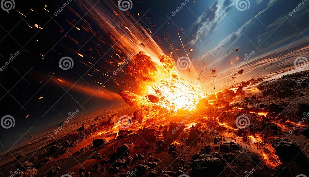 Meteor strike stock illustration. Illustration of meteor - 350754419