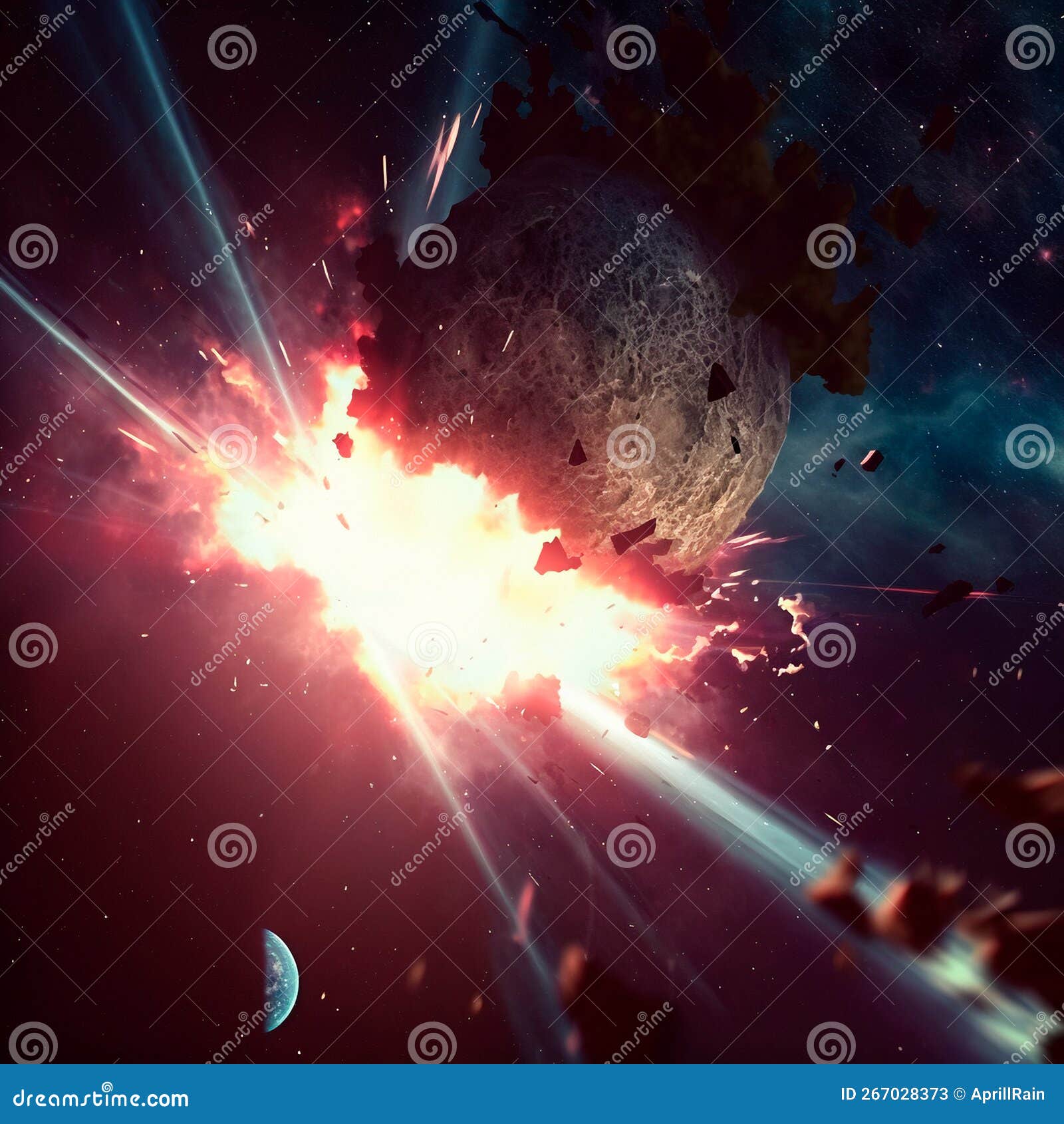 Meteor Strike. Explosion in Space Stock Illustration - Illustration of ...