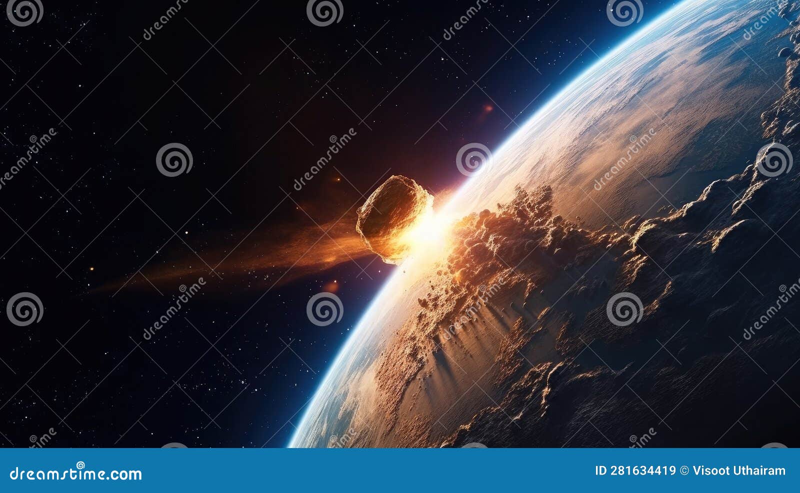 Meteor Towards Earth, Burning Asteroid Moving To the Earth Stock ...
