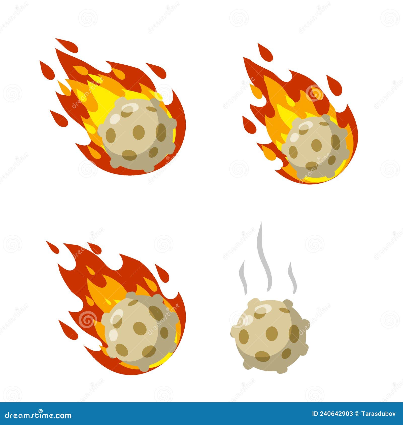 Meteor with Trail of Fire. Cartoon Flat Illustration Stock Vector ...