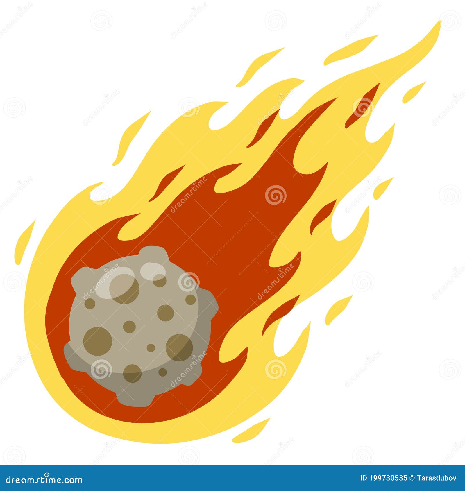 Meteor with Trail of Fire. Comet with Tail. Dangerous Space Object ...
