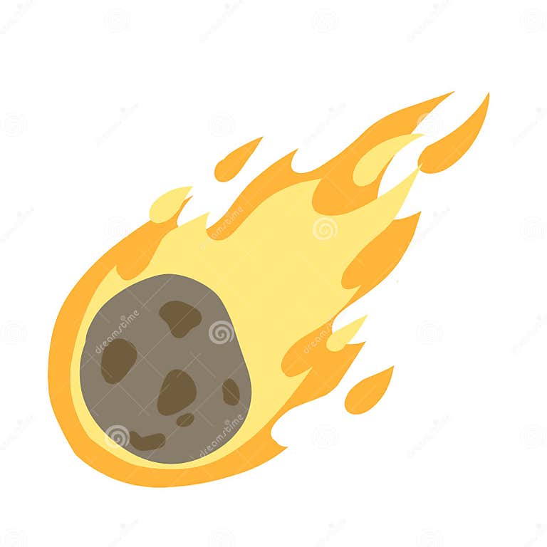 Meteor with Trail of Fire. Comet with Tail. Dangerous Space Object ...