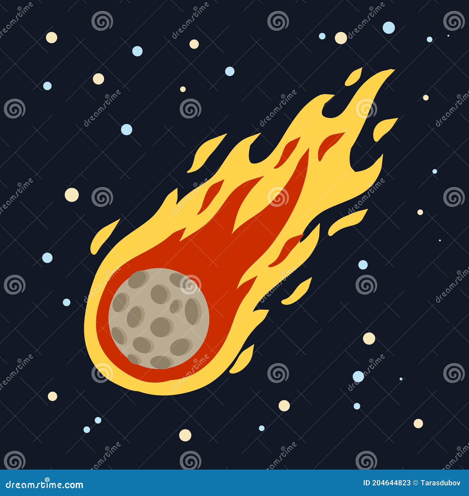 Meteor with Trail of Fire. Dangerous Space Object Stock Vector ...