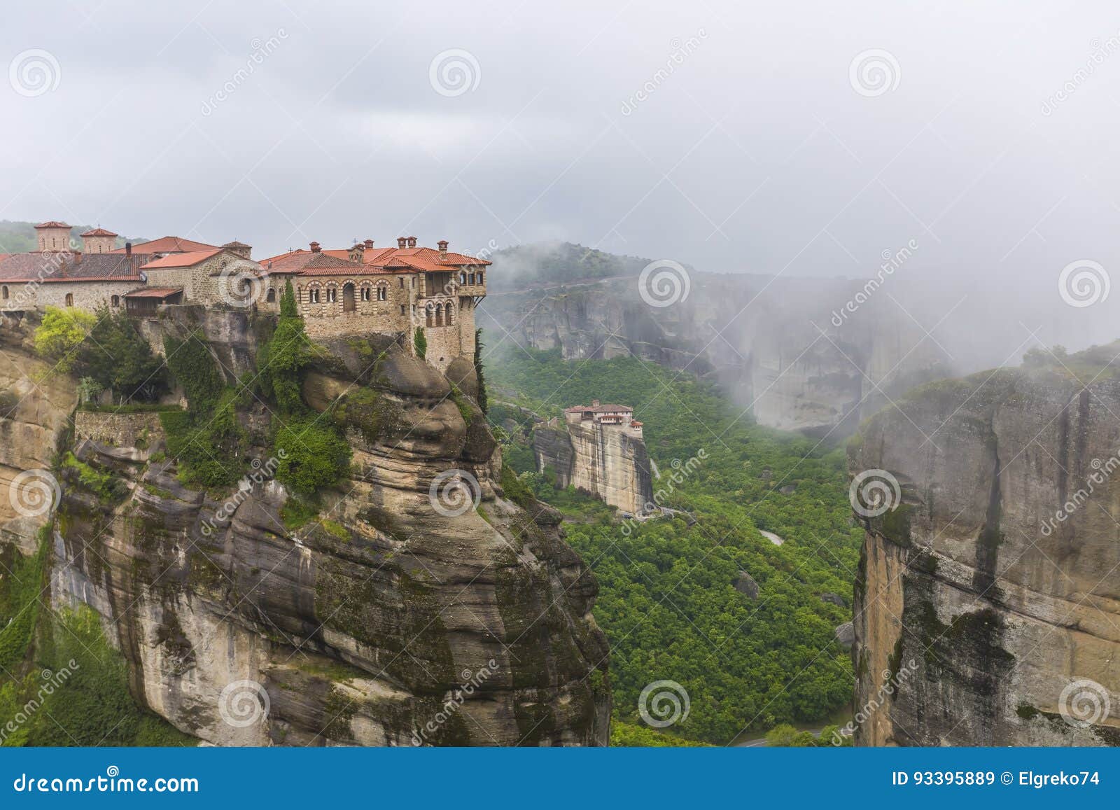 Meteora Monasteries in the Fog Stock Image - Image of grand, heritage ...