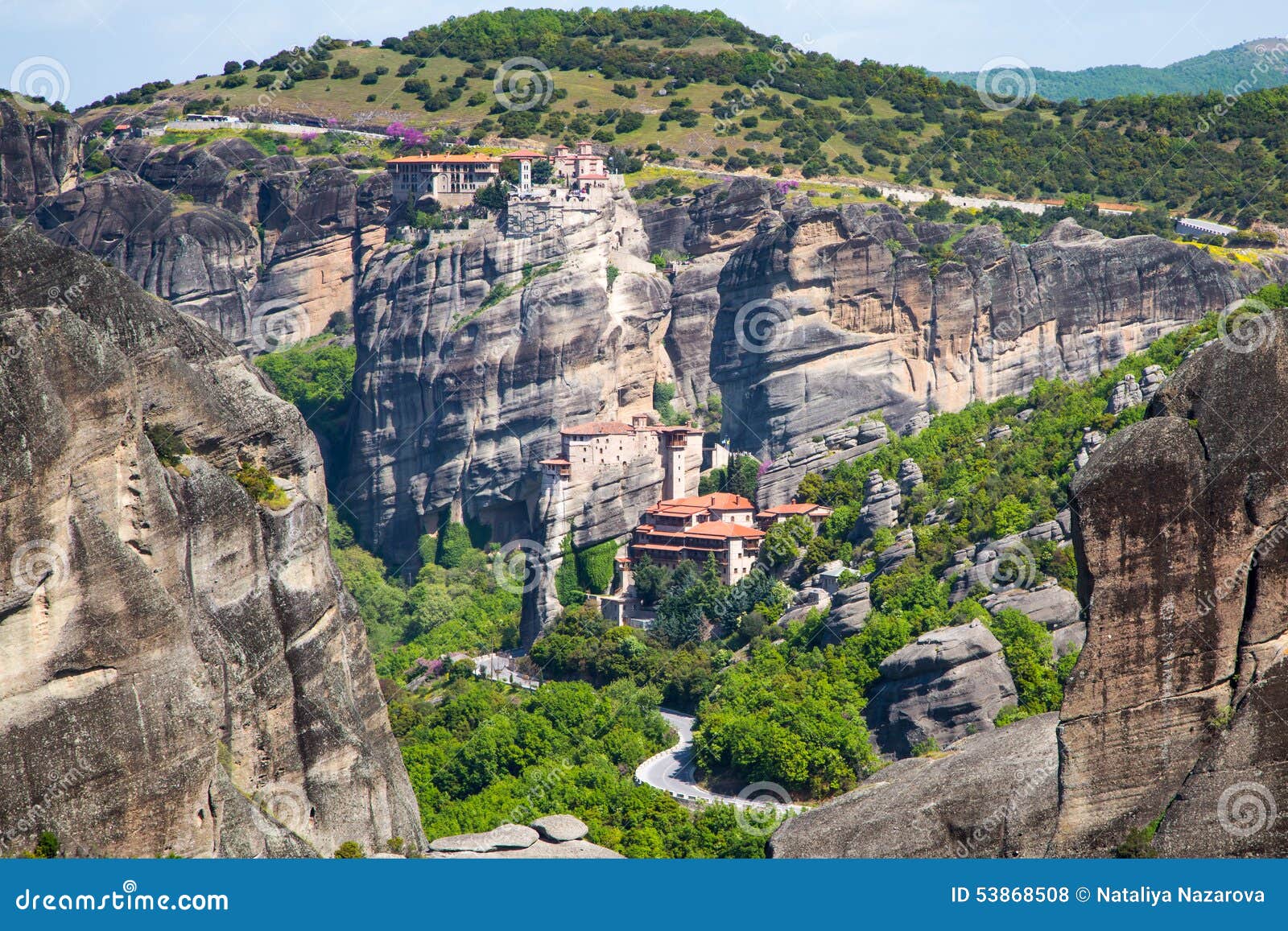 Meteora Monasteries on the High Cliffs, Greece Stock Photo - Image of ...