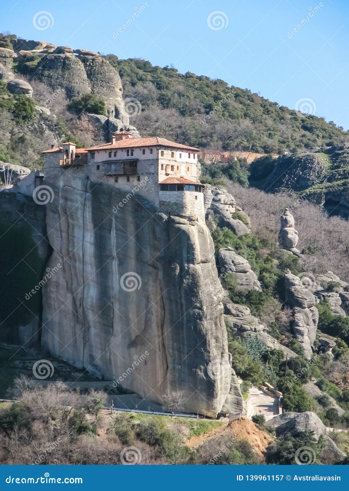 Meteora Monasteries on the Rocks in Greece Stock Image - Image of ...
