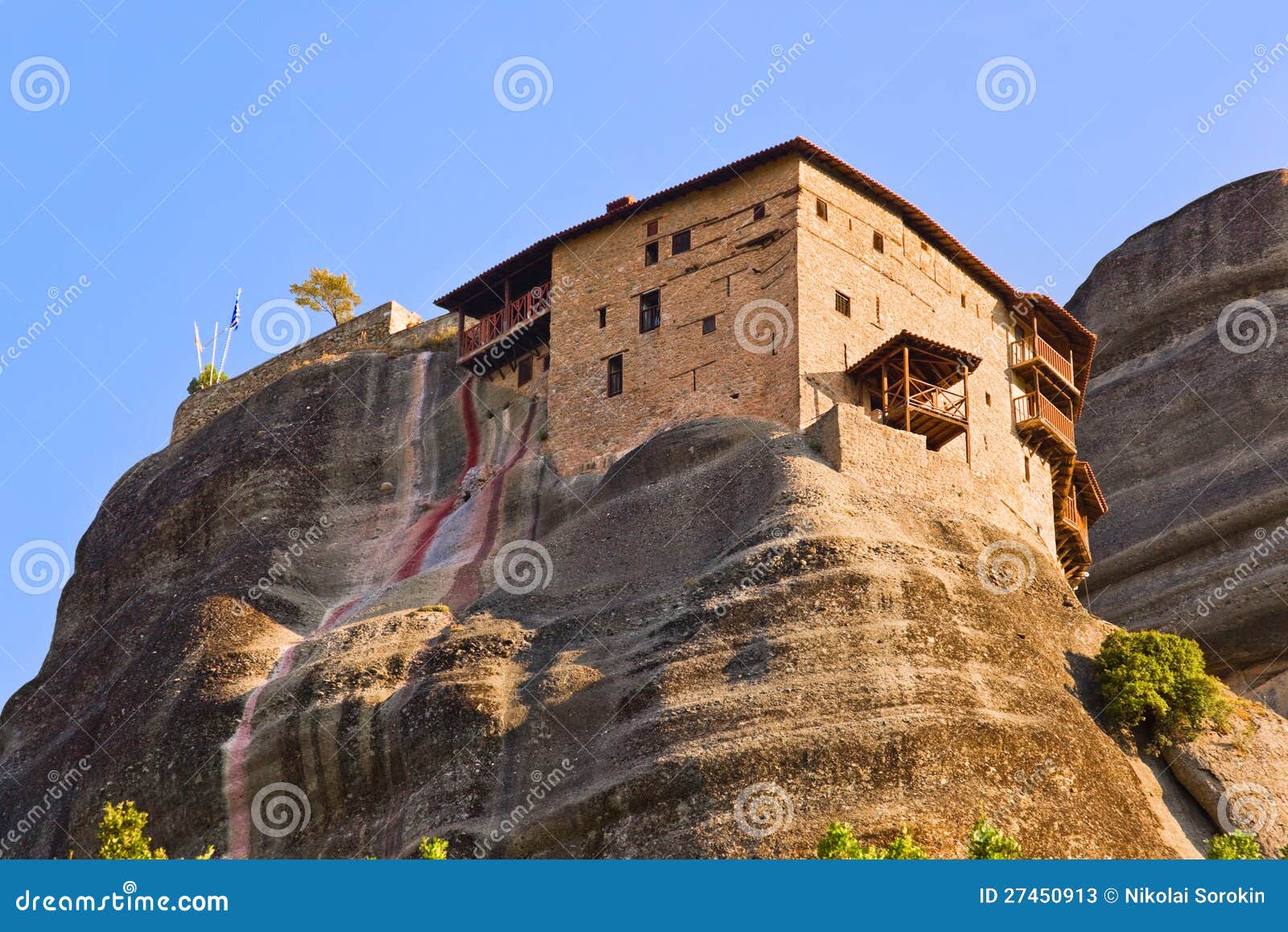Meteora Monastery And Lift Cage In Greece Stock Photography ...