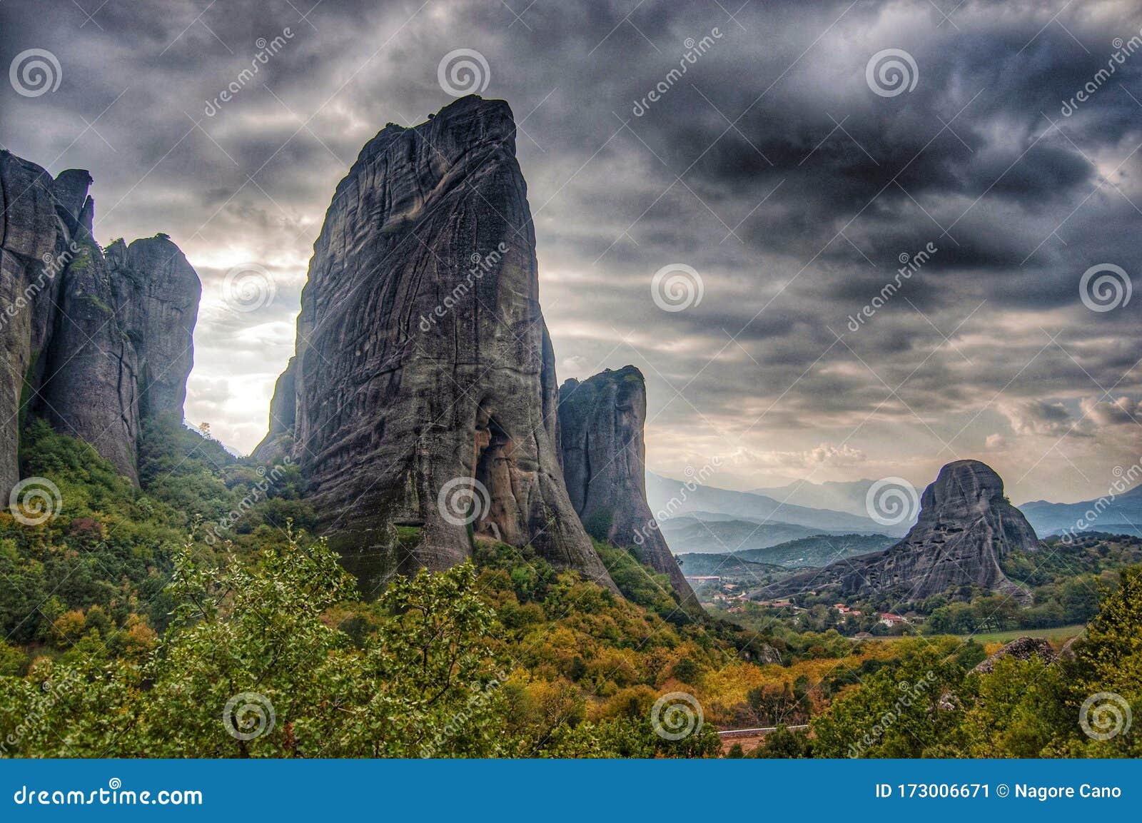 Meteora Rocks Formations Landscape Stock Image - Image of meteora ...