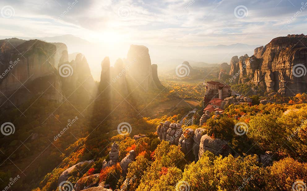 Meteora Rocks in Greece stock image. Image of meteors - 110895513