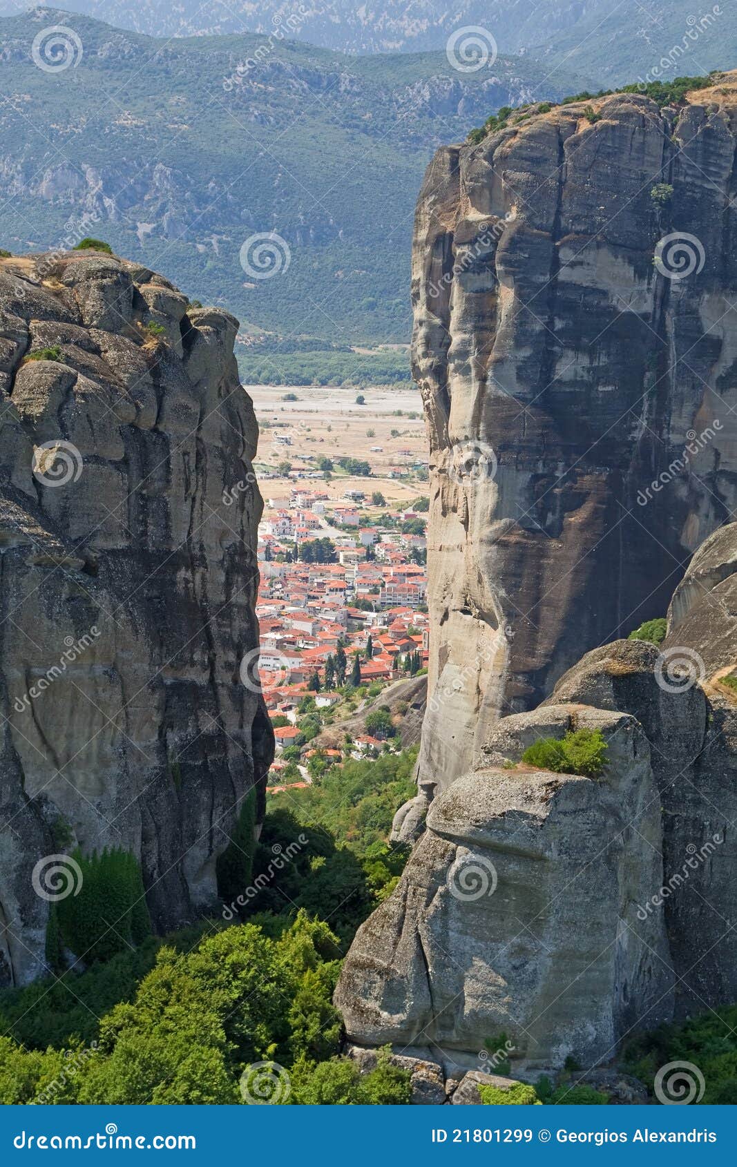 Meteora Rocks and Kalampaka Town Stock Image - Image of high, rocky ...