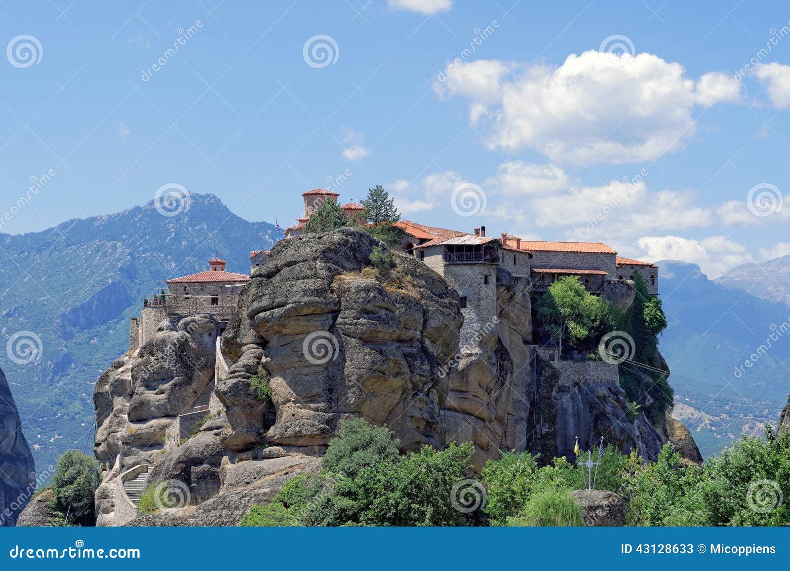 Meteora Varlaam Monastery Greece Stock Image - Image of mountain, blue ...
