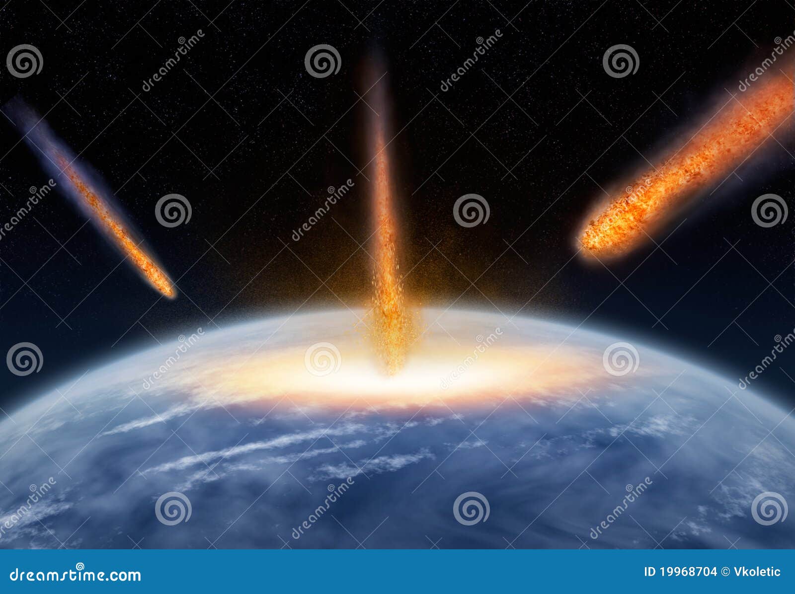 Meteoren, Welche Die Erde Schlagen Stock Abbildung - Illustration von ...