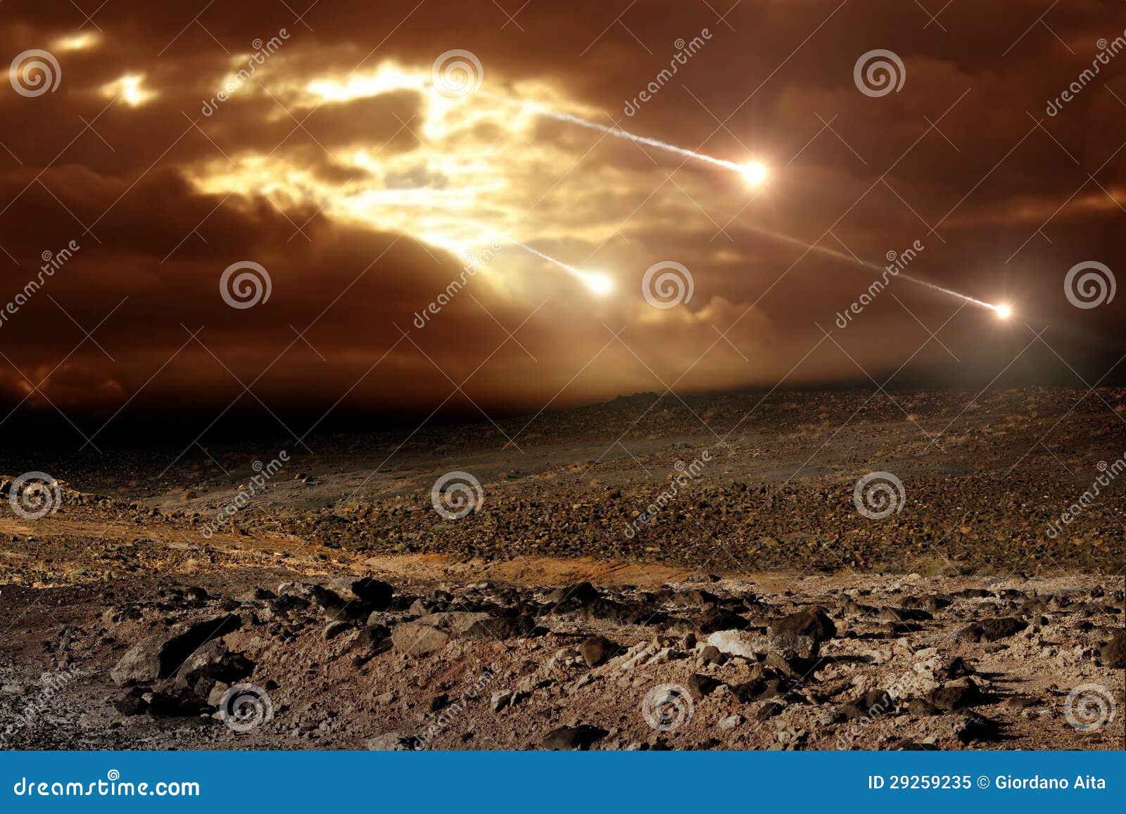 Meteoren zum Himmel stockbild. Bild von meteorite, feuerkugeln - 29259235