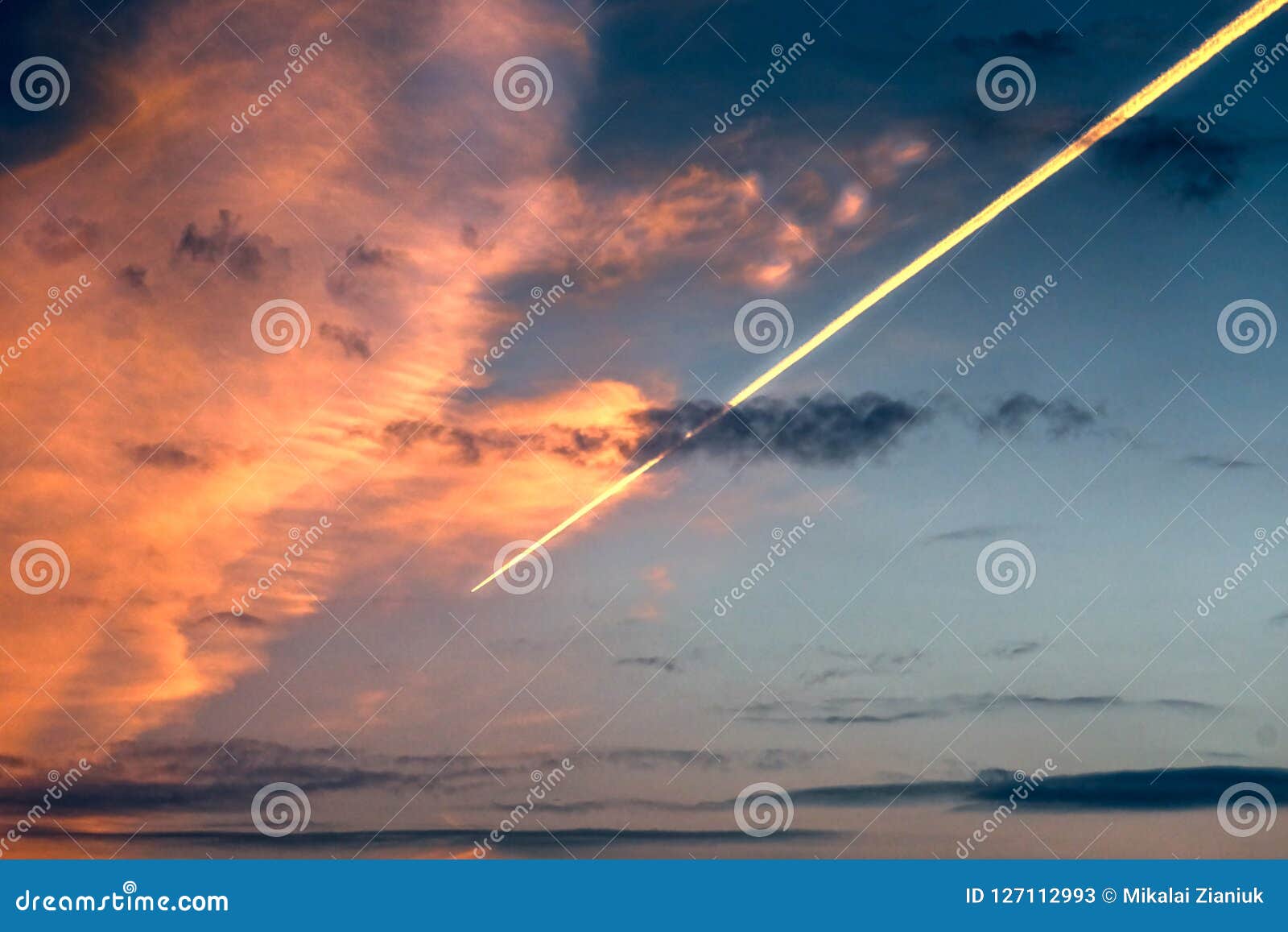 Meteorite or Airplane Inversion Trail in the Sky Stock Image - Image of ...