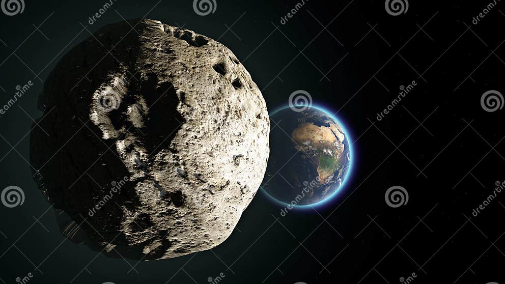 Meteorite Approaching Earth, Collision Course. Asteroid Stock ...