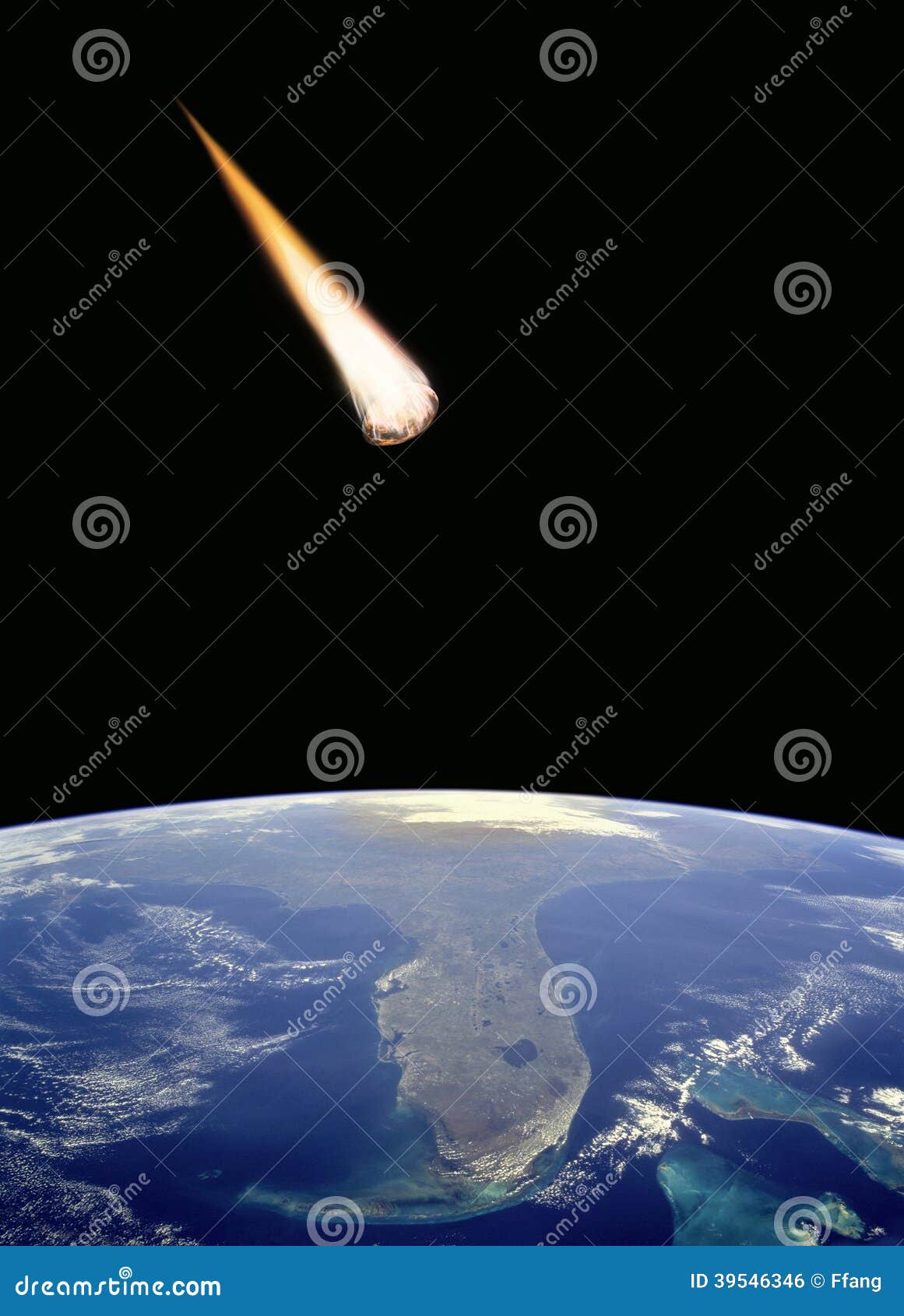 Meteorite Collide with the Earth Stock Photo - Image of clouds ...