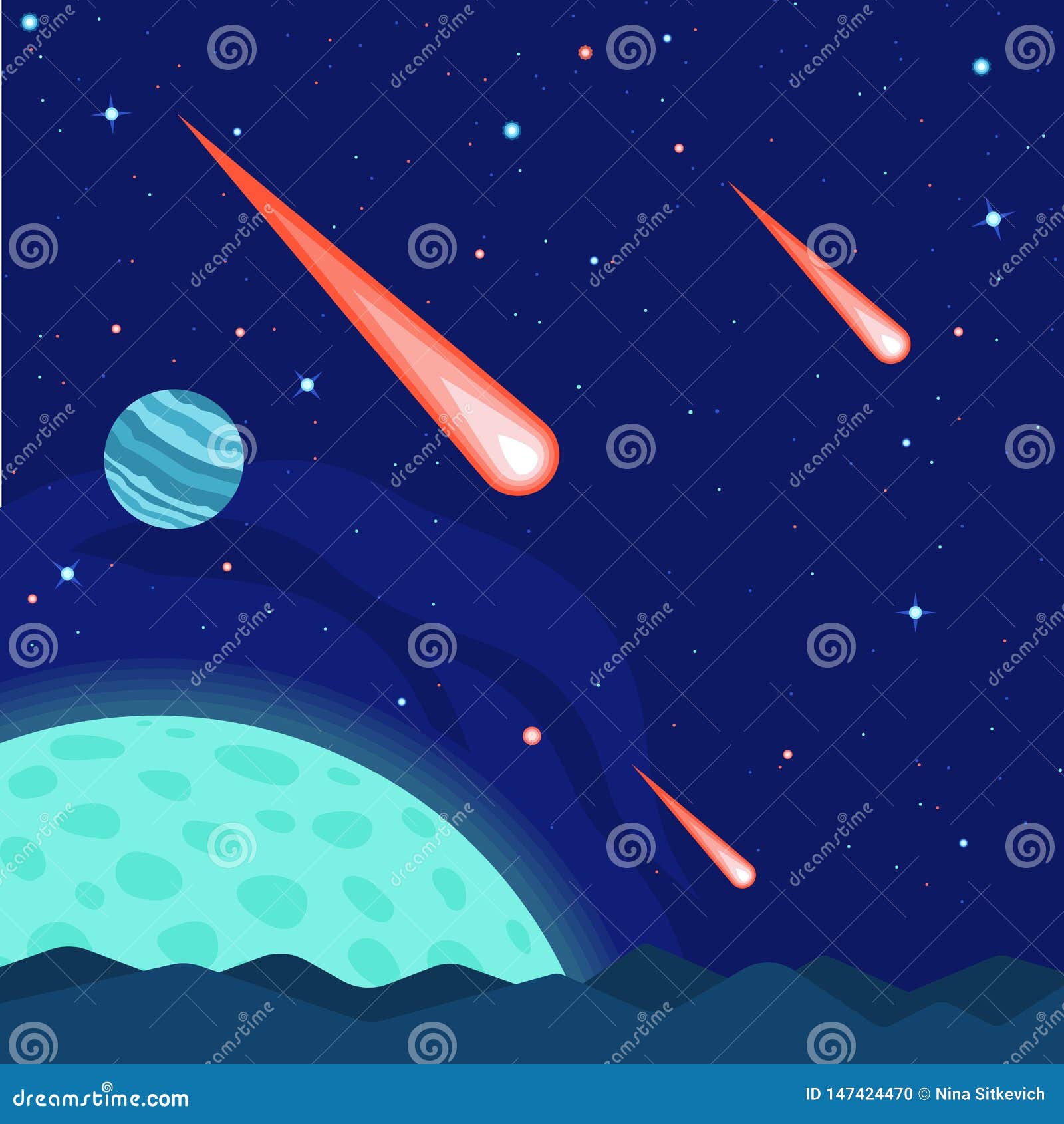 Meteorite Concept Background, Flat Style Stock Vector - Illustration of ...