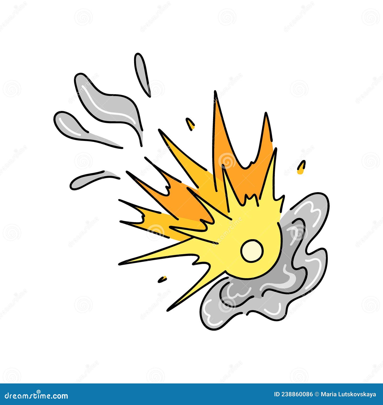 Meteorite Fall. Comic Explosion. Bomb Explosion, Smoke Cloud or Fire ...