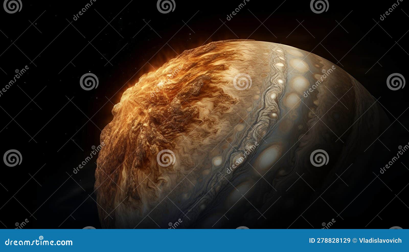 Meteorite Fall on Jupiter, Explosion in the Stratosphere Stock ...