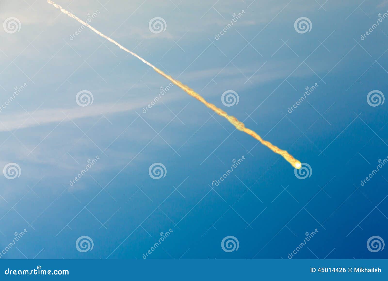 Meteorite Falling on Blue Sky Background Stock Photo - Image of danger ...