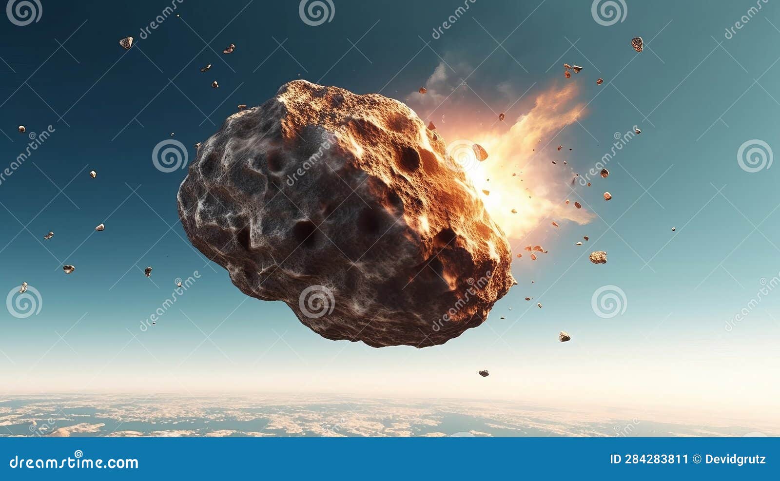 Meteorite Falling on Earth. Generative AI. Stock Image - Image of ...