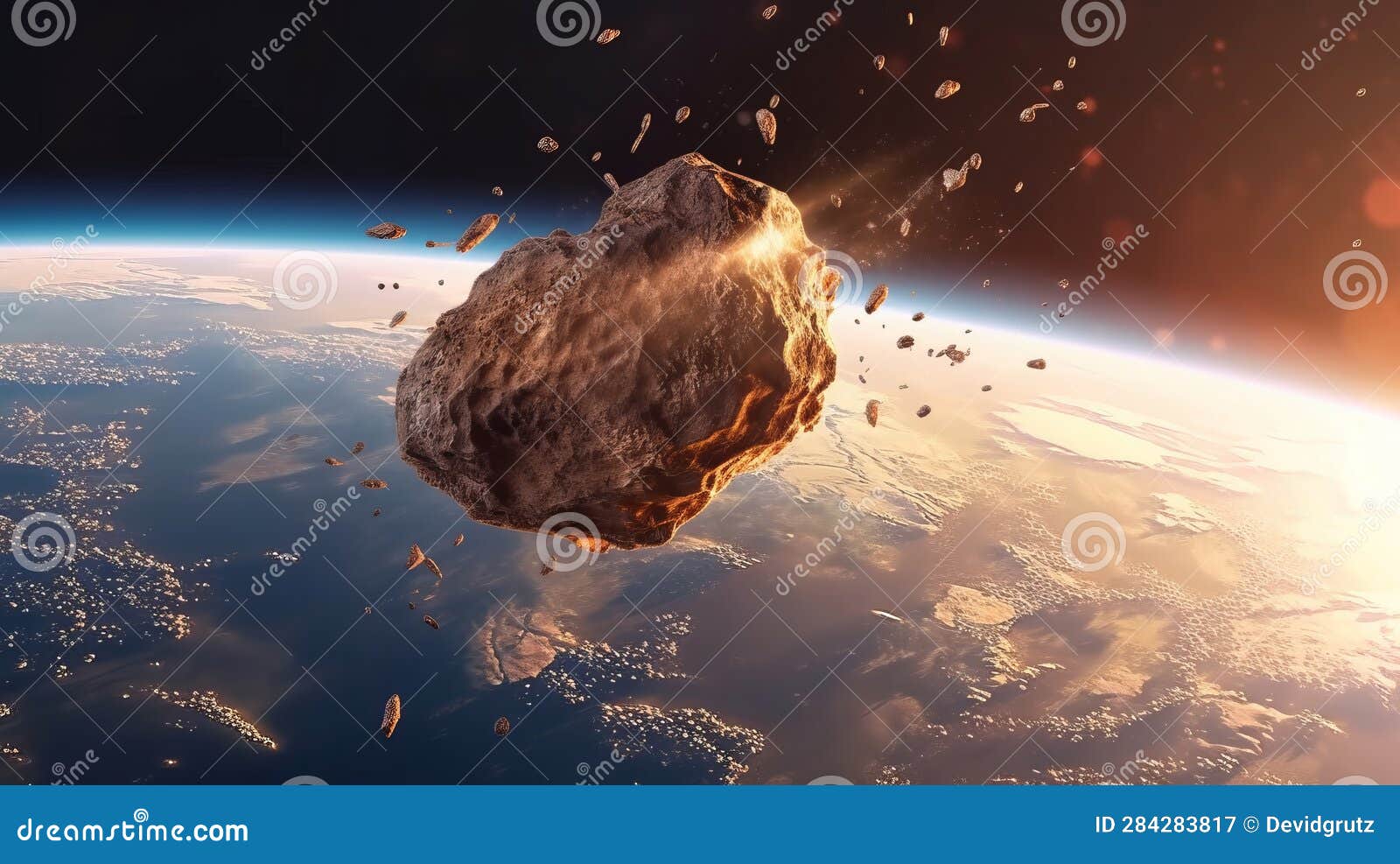 Meteorite Falling on Earth. Generative AI. Stock Illustration ...