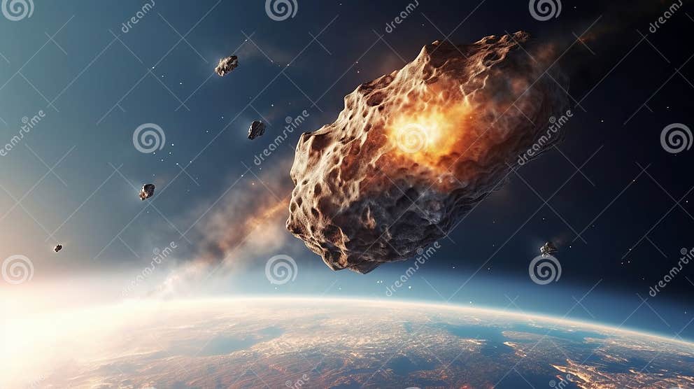 Meteorite Falling on Earth. Generative AI. Stock Image - Image of ...