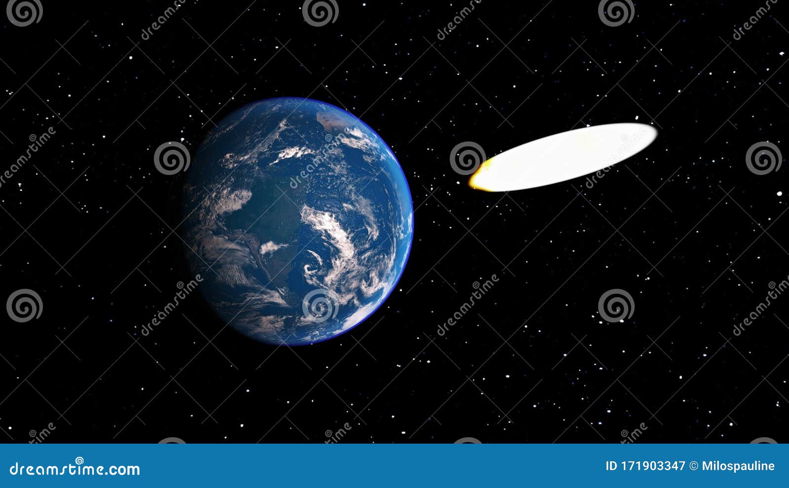 Meteorite Falls on Earth Planet. Collision of an Asteroid with the ...