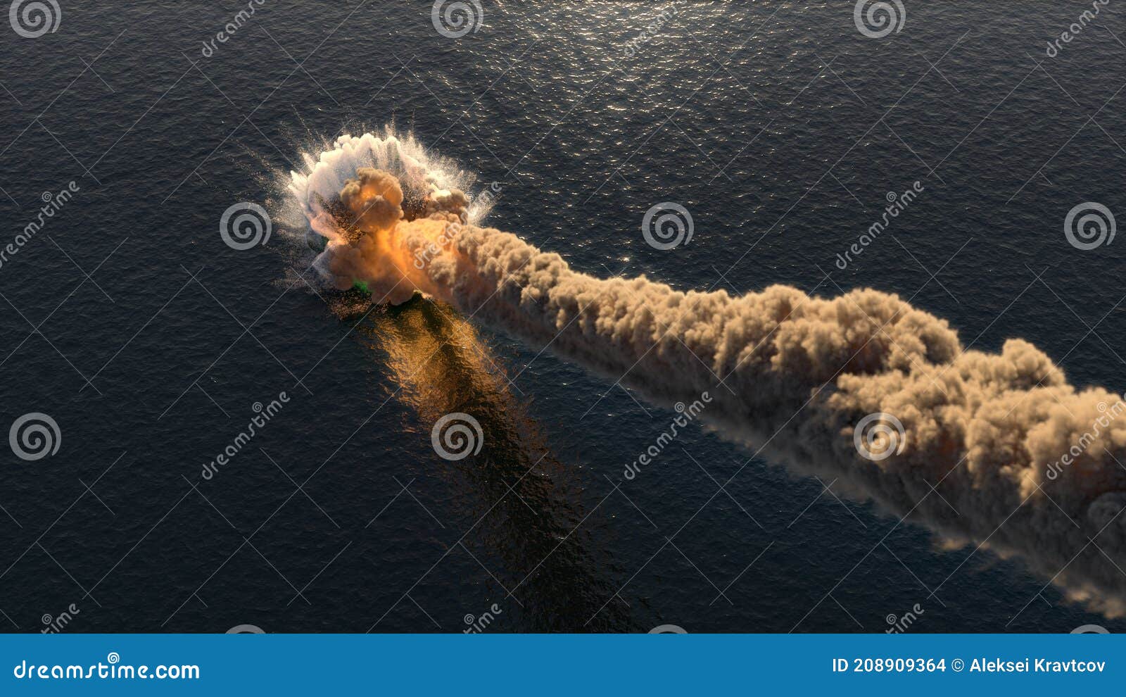 Meteorite Falls into the Ocean Stock Illustration - Illustration of ...