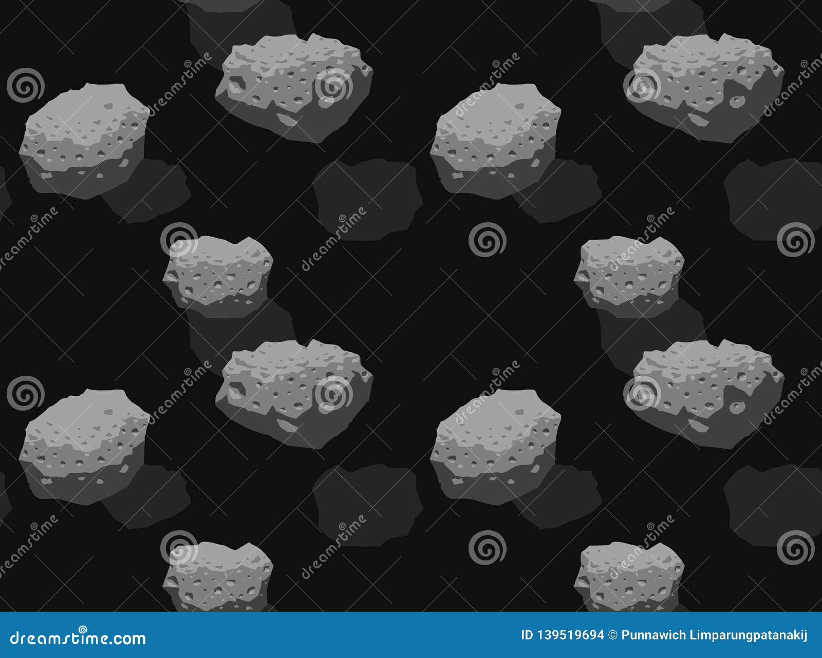 Meteorite Floating In Space Background Seamless Wallpaper Vector ...