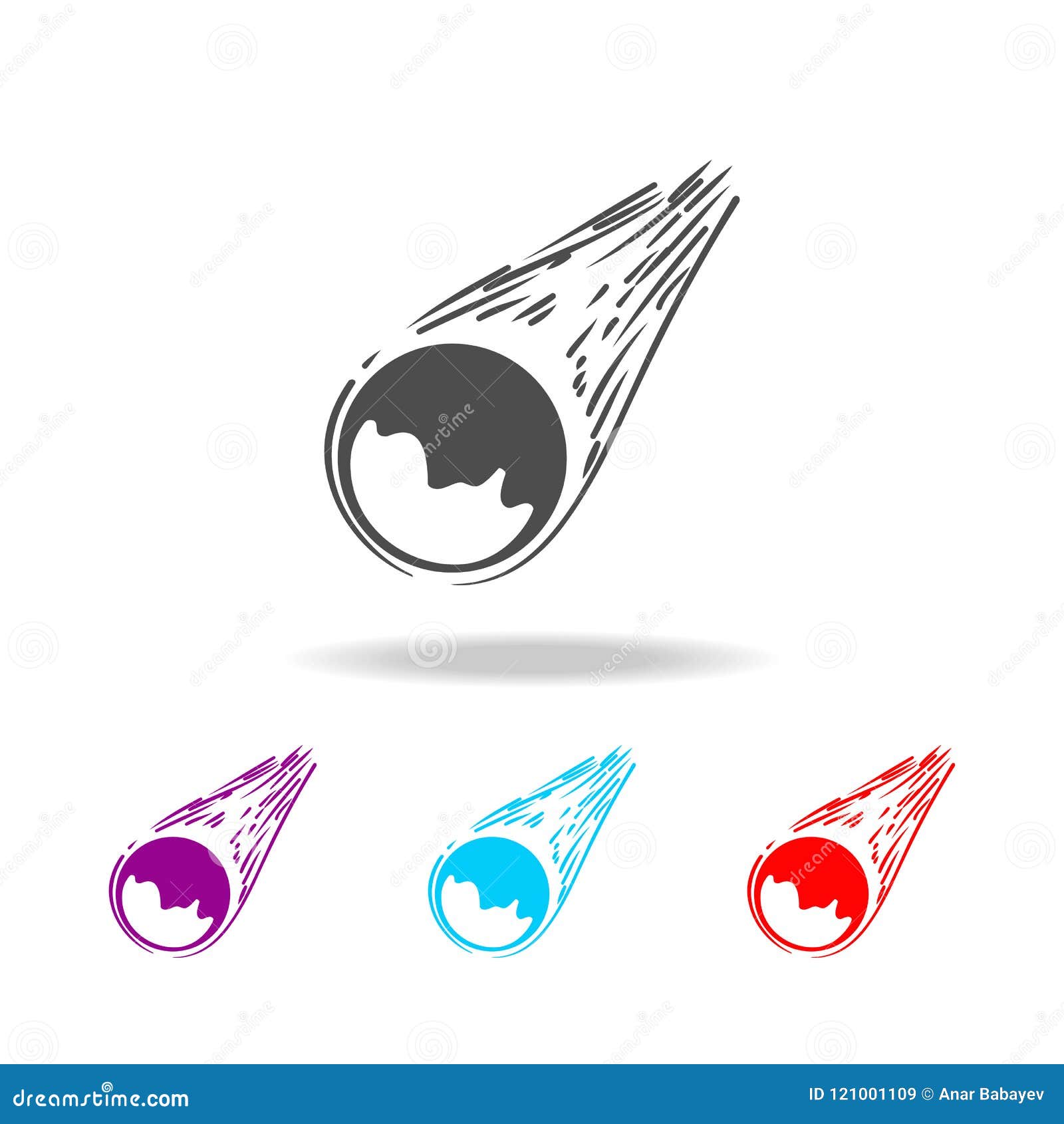Meteorite Icon. Elements of Space in Multi Colored Icons. Premium ...