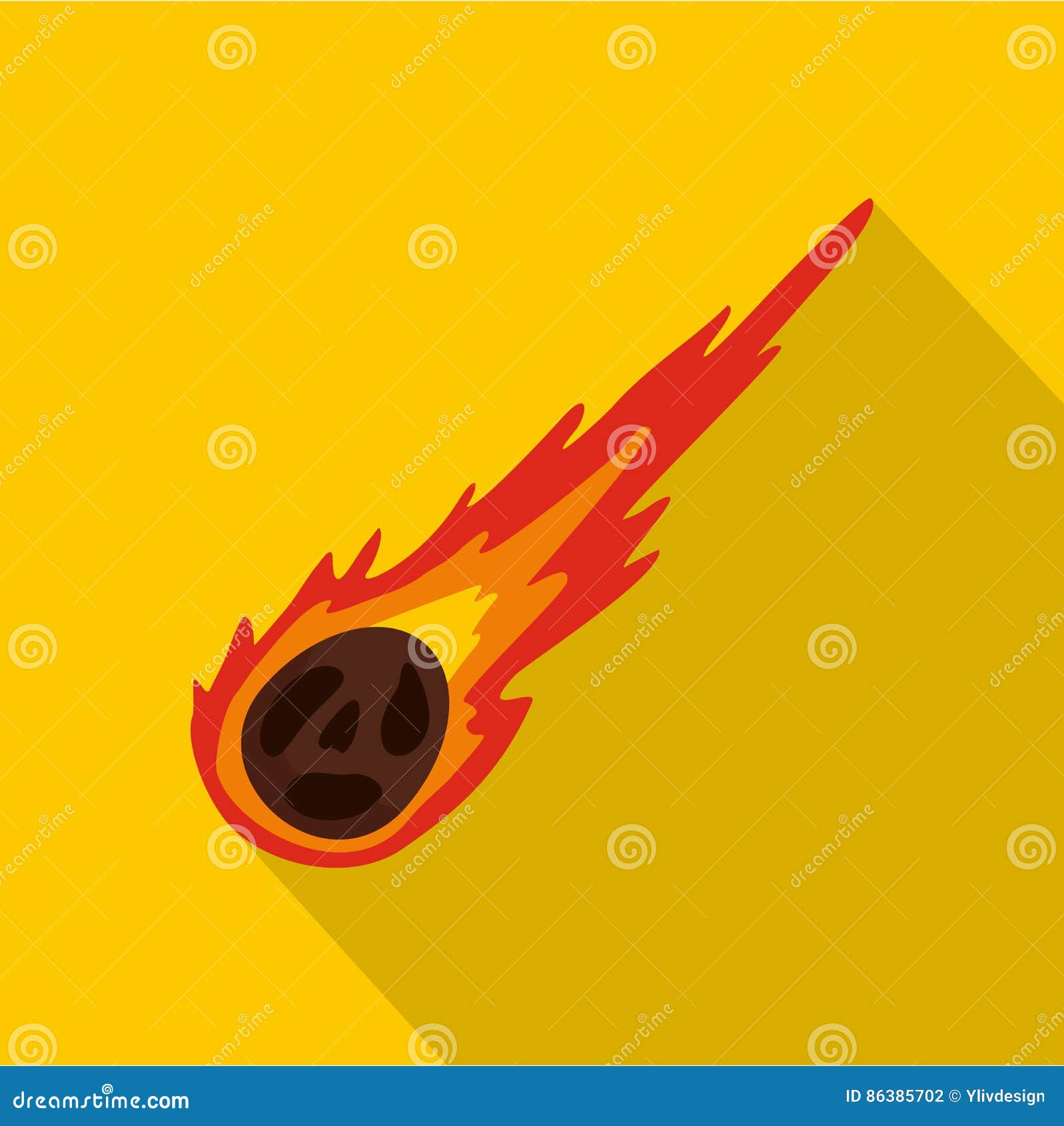 Meteorite icon, flat style stock vector. Illustration of meteor - 86385702