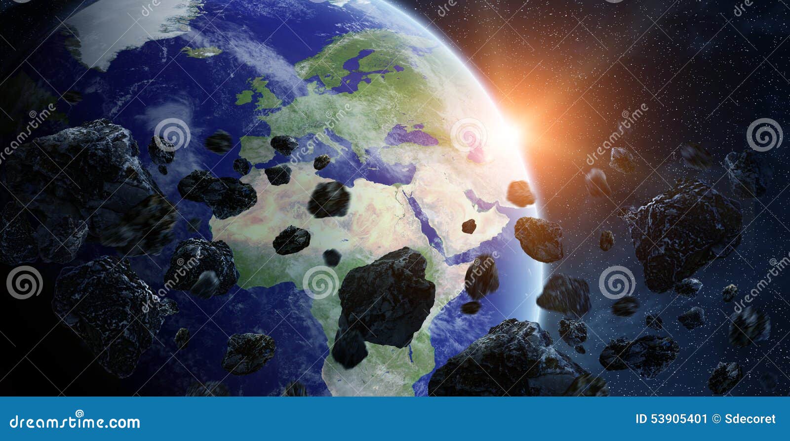 Meteorite Impact on Planet Earth in Space Stock Illustration ...