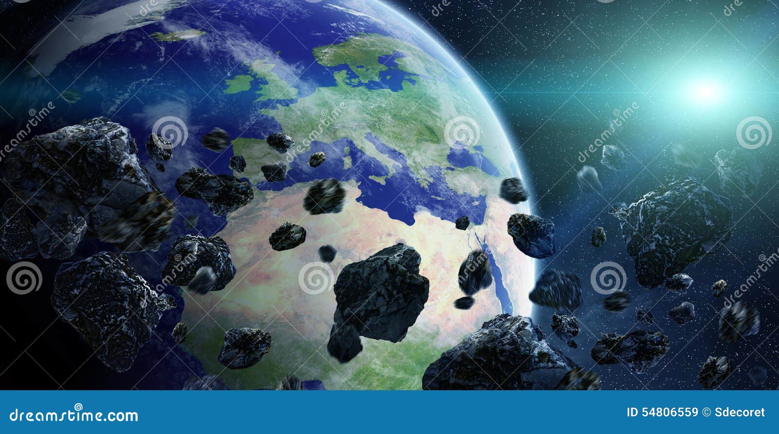 Meteorite Impact on Planet Earth in Space Stock Illustration ...