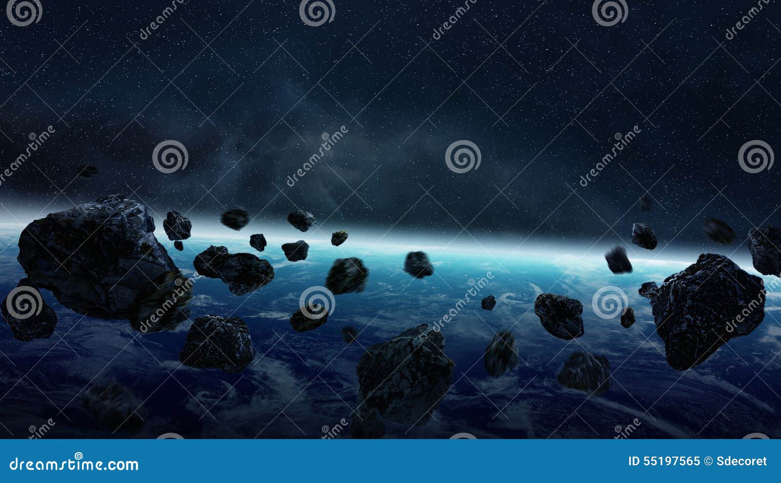 Meteorite Impact on Planet Earth in Space Stock Illustration ...