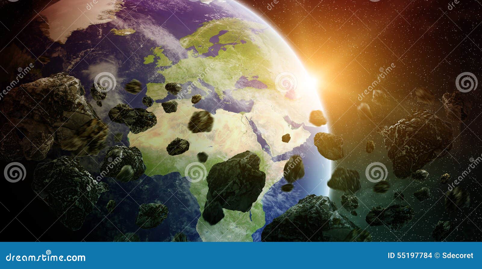 Meteorite Impact on Planet Earth in Space Stock Illustration ...