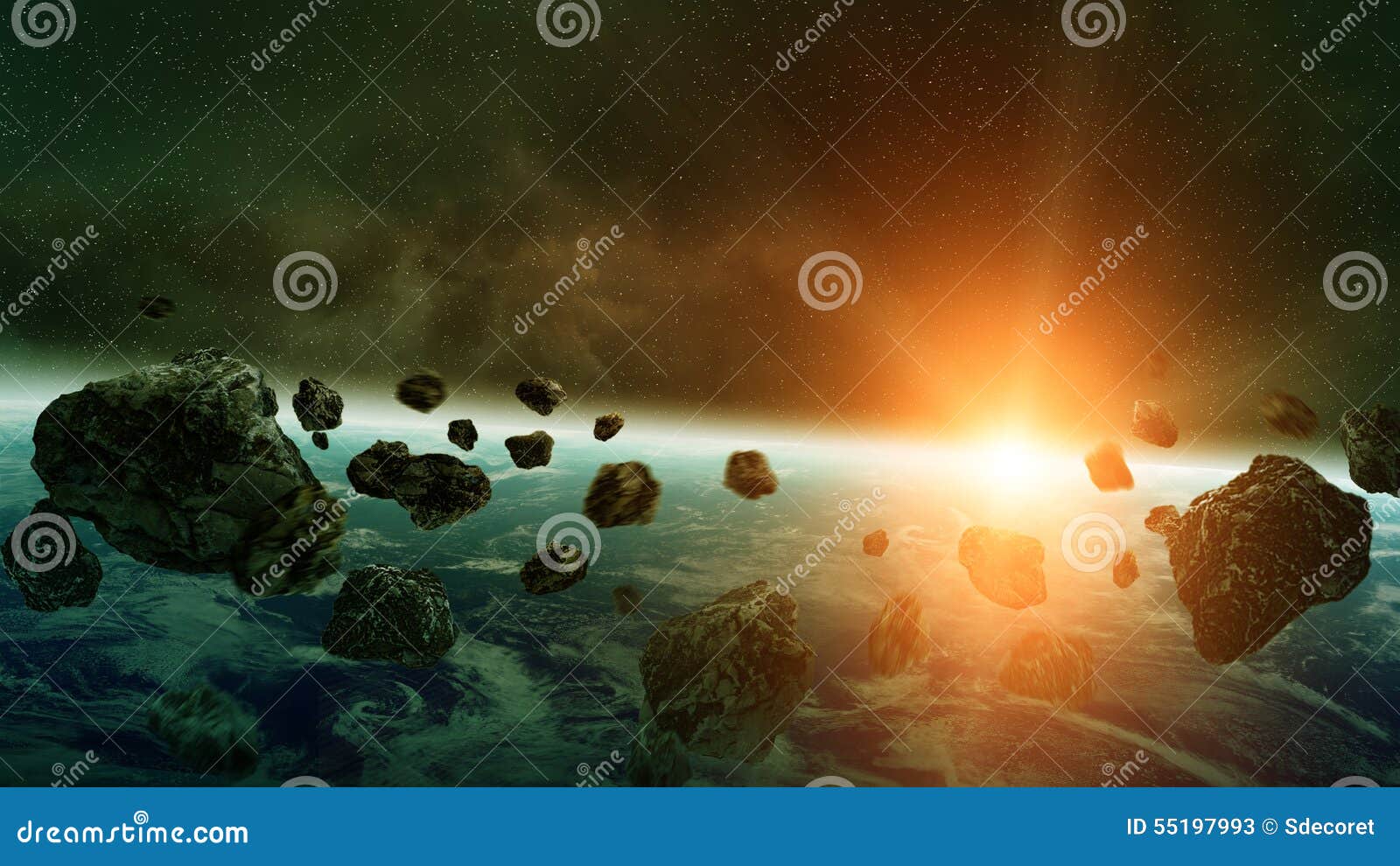 Meteorite Impact on Planet Earth in Space Stock Illustration ...