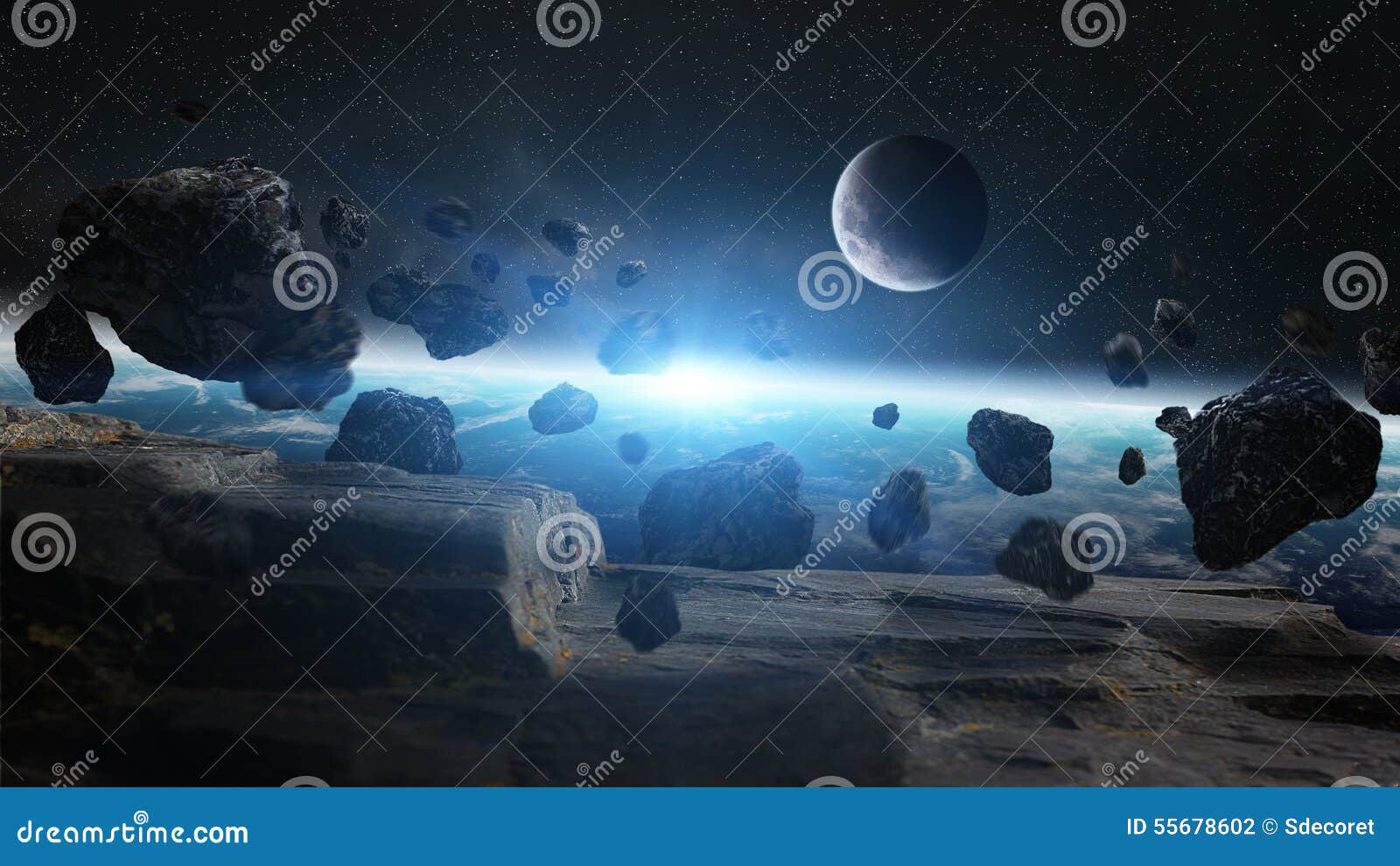 Meteorite Impact on Planet Earth in Space Stock Illustration ...