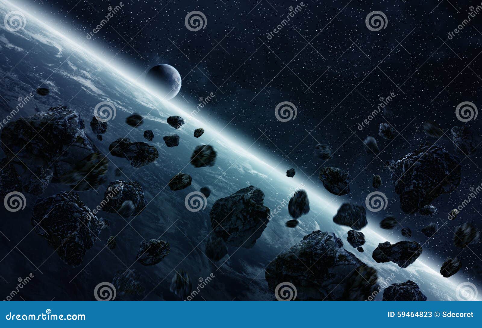 Meteorite Impact on Planet Earth in Space Stock Illustration ...
