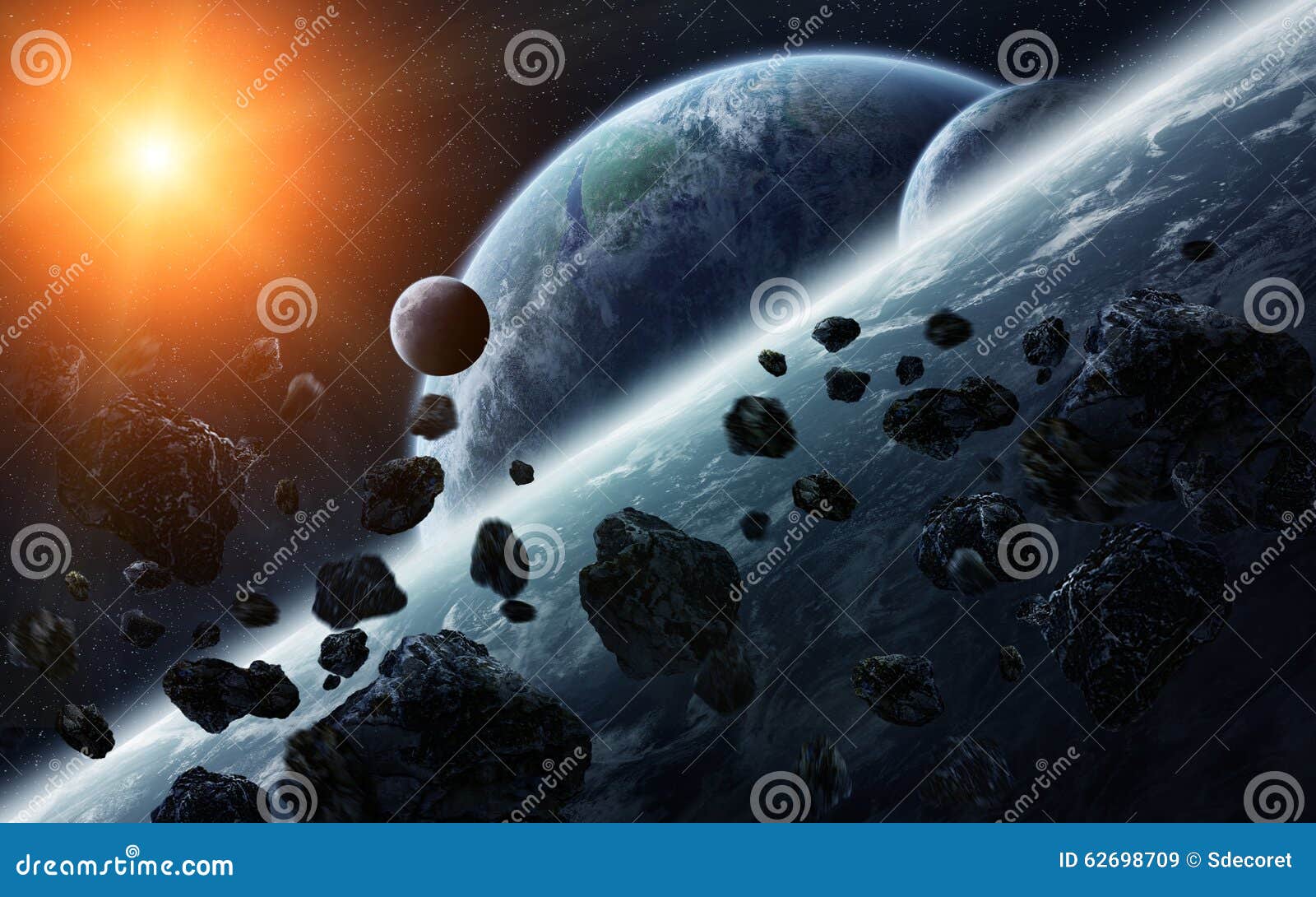 Meteorite Impact on Planets in Space Stock Illustration - Illustration ...