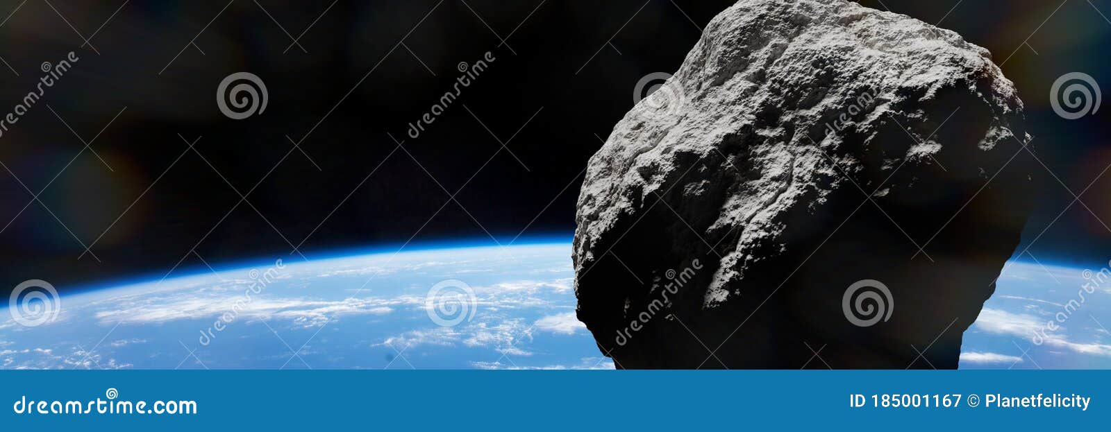 Asteroid Approaching Planet Earth, Meteorite in Orbit before Impact ...