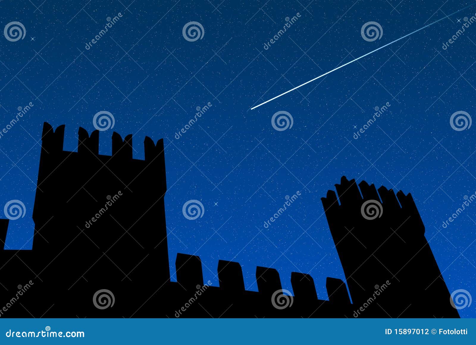 Meteorite over the castle stock photo. Image of star - 15897012