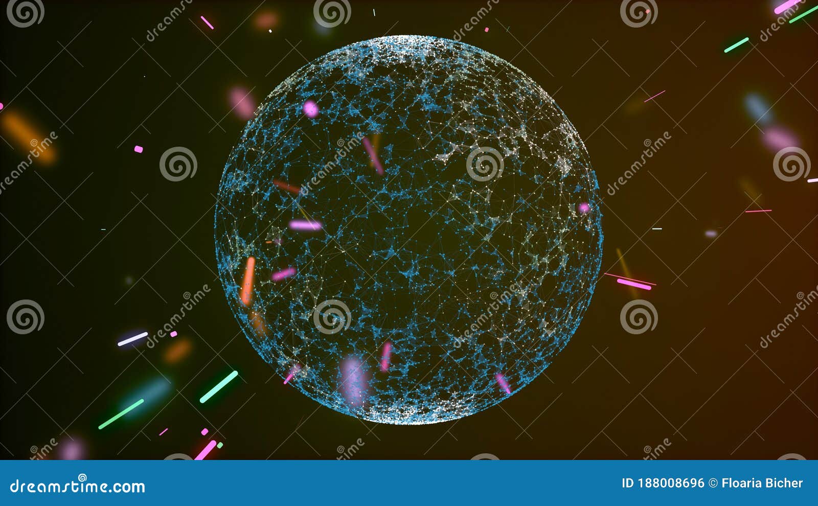 Meteorite Rain of Abstract Colorful Particles Approaching a Glittering ...