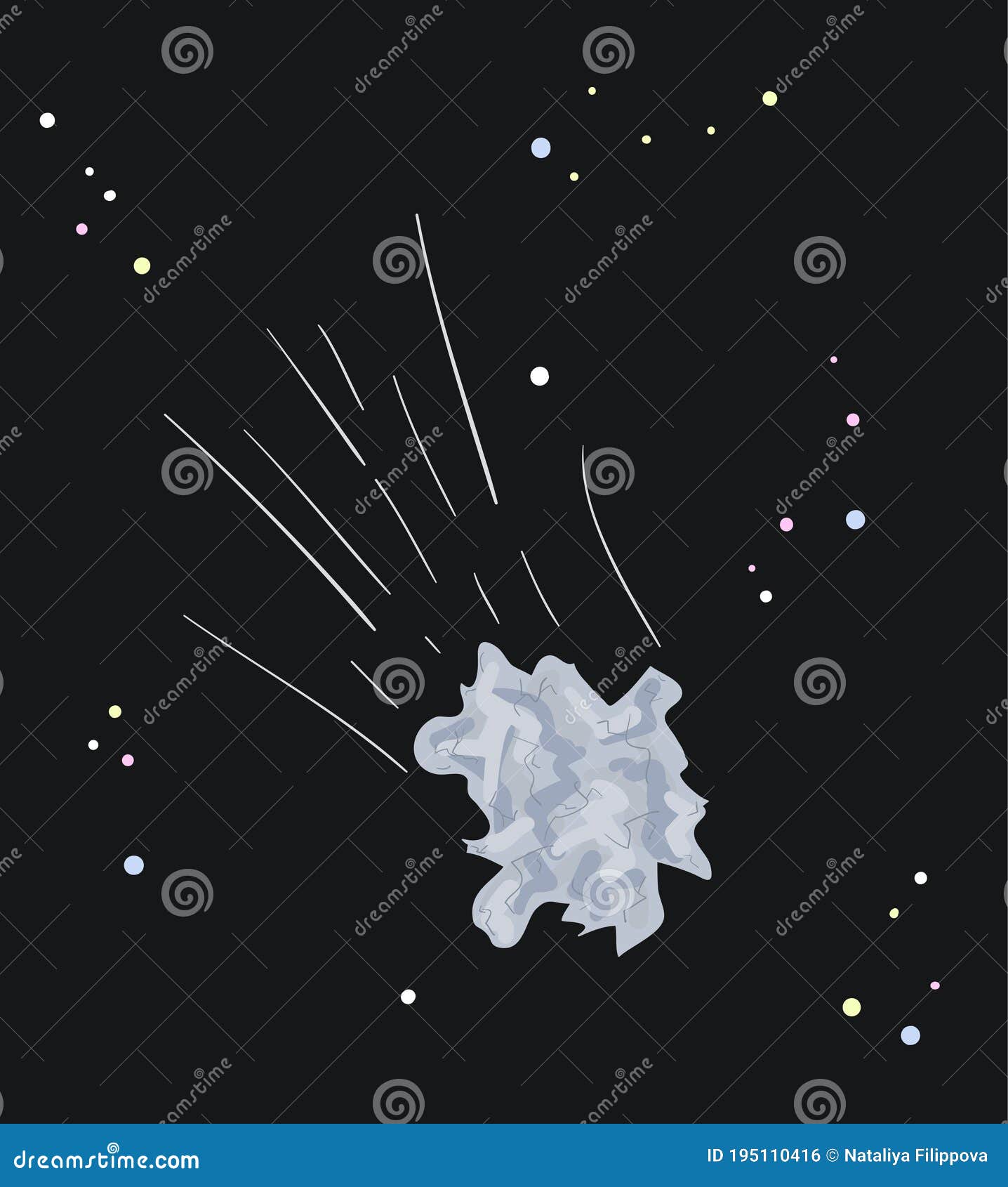 Meteorite in space stock vector. Illustration of flat - 195110416