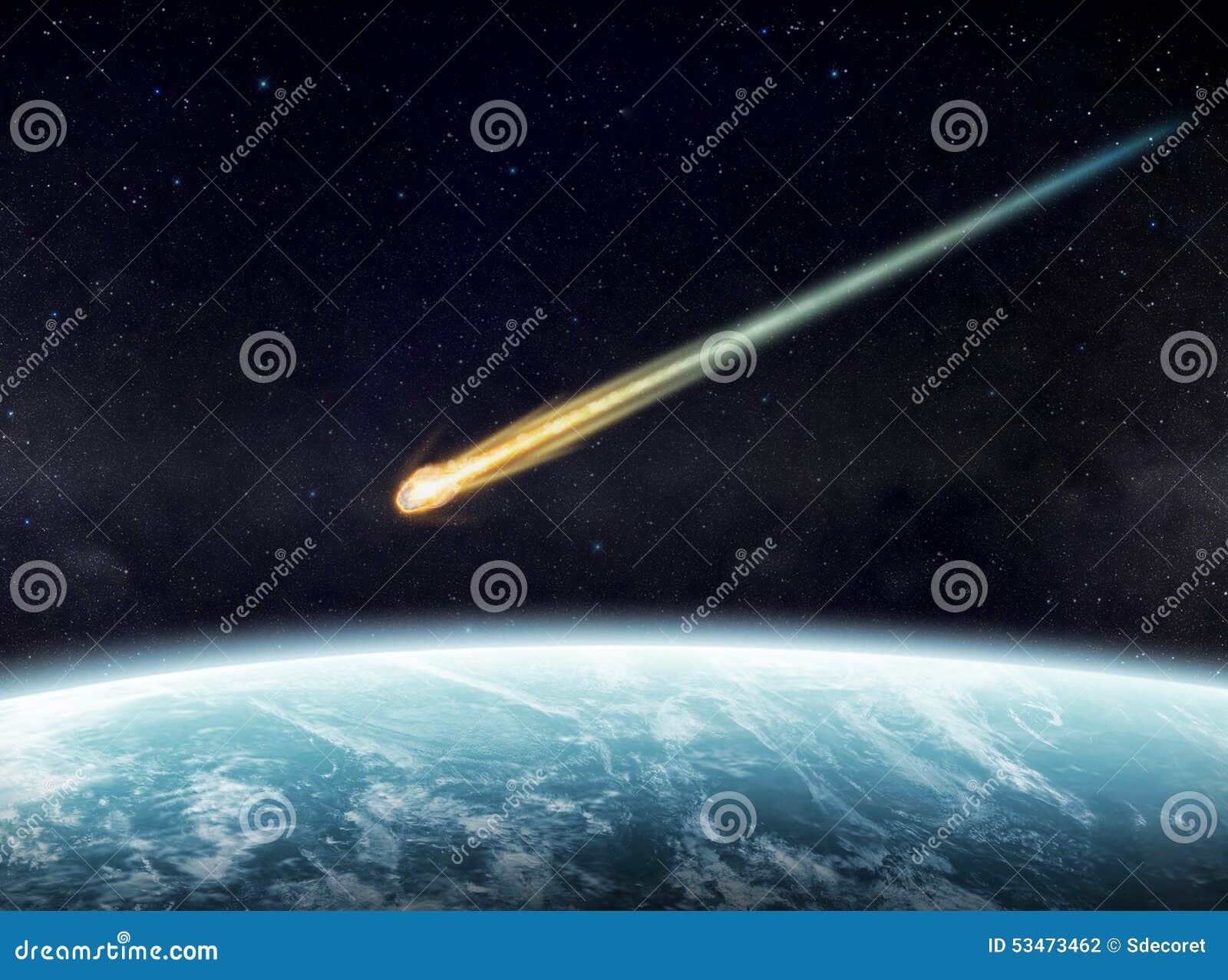 Meteoriteneinschlag Auf Einem Planeten Im Raum Stock Abbildung ...