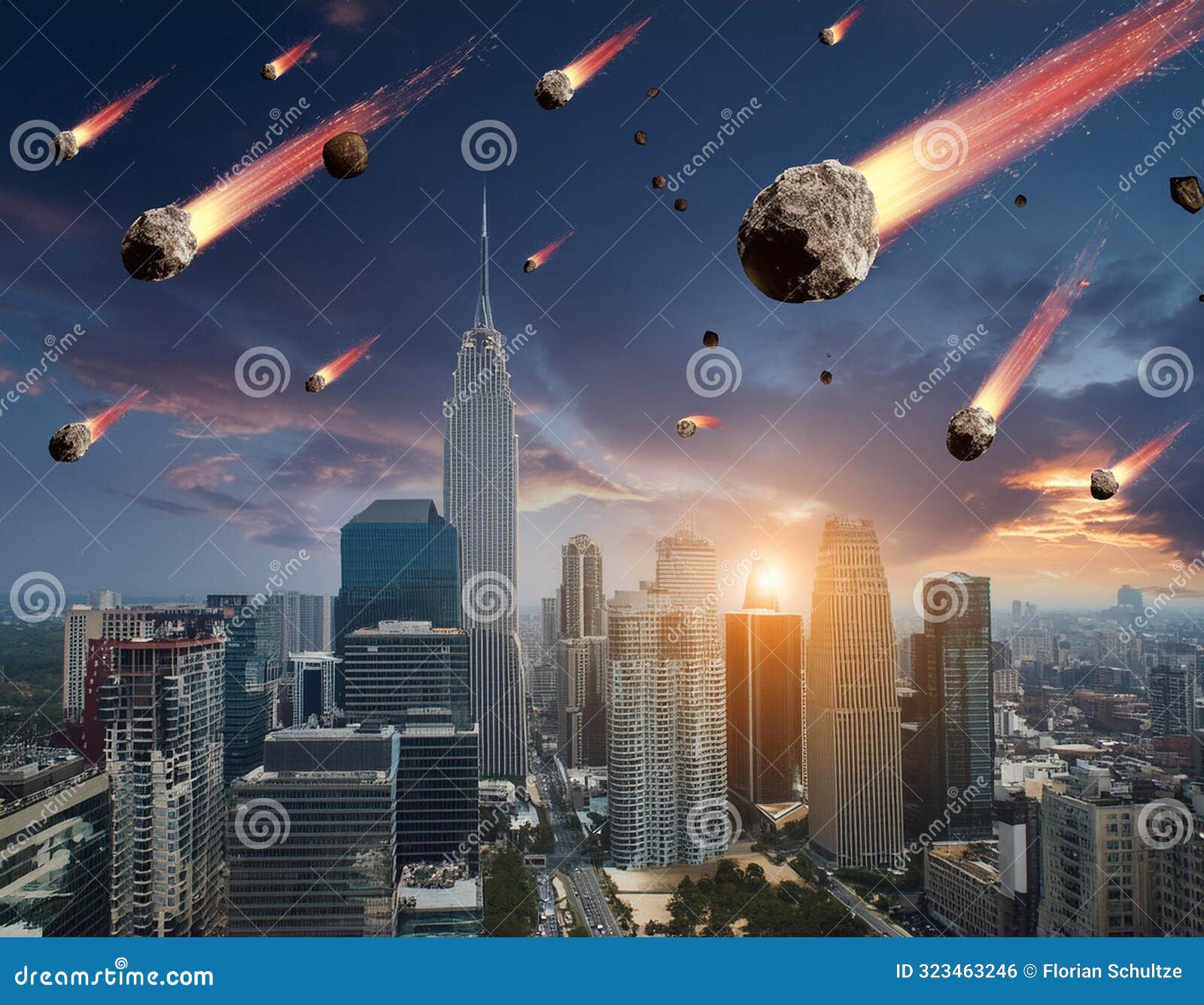 Meteorites Falling on Metropolis, Dramatic Apocalypse, End of the World ...
