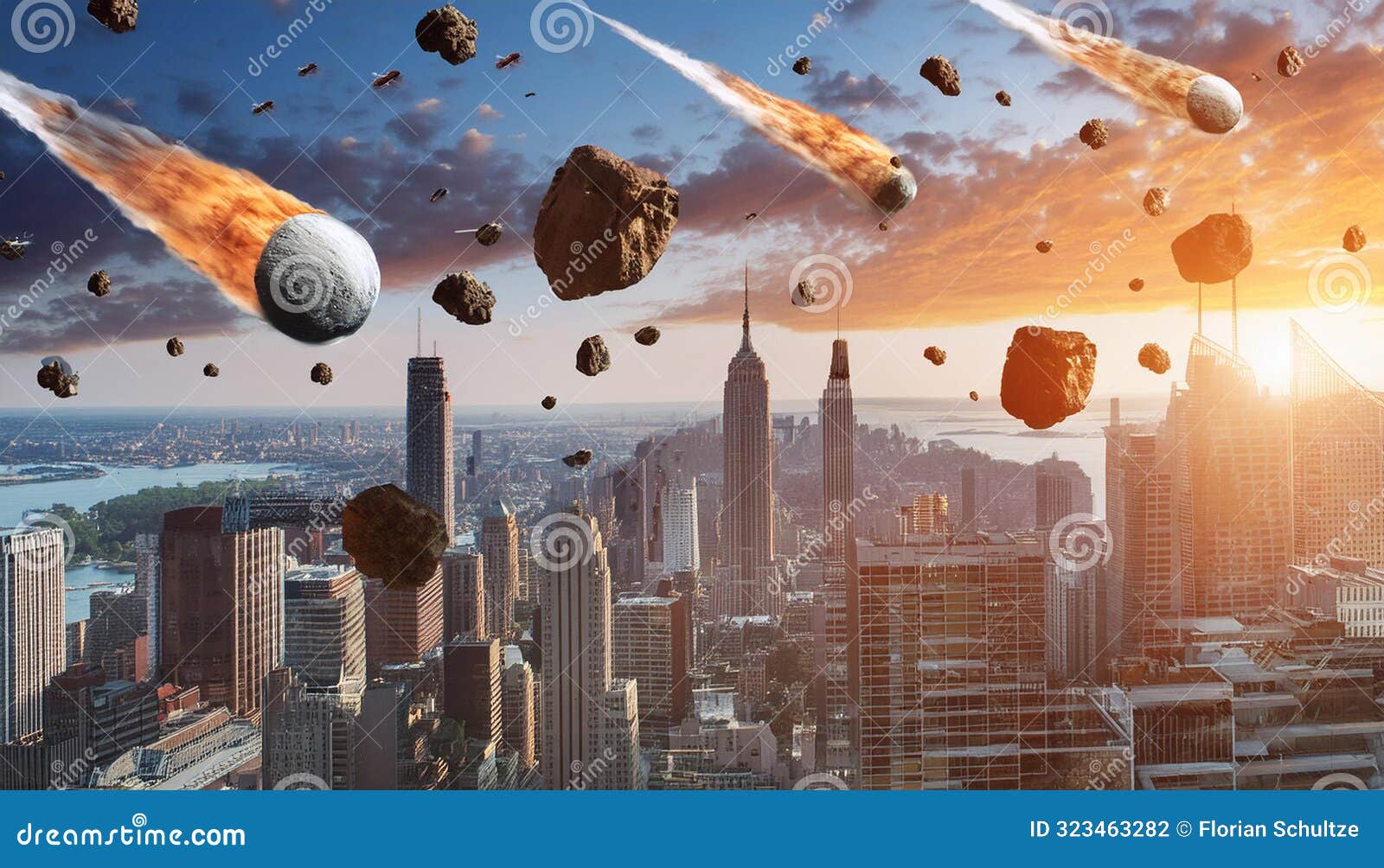 Meteorites Falling on Metropolis, Dramatic Apocalypse, End of the World ...