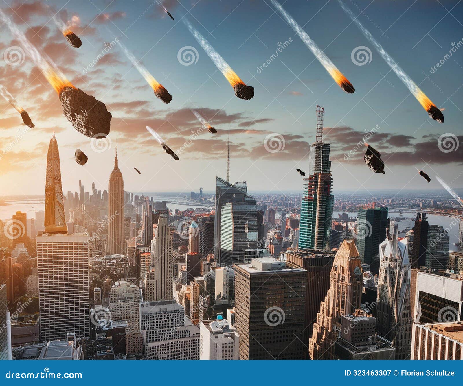 Meteorites Falling on Metropolis, Dramatic Apocalypse, End of the World ...
