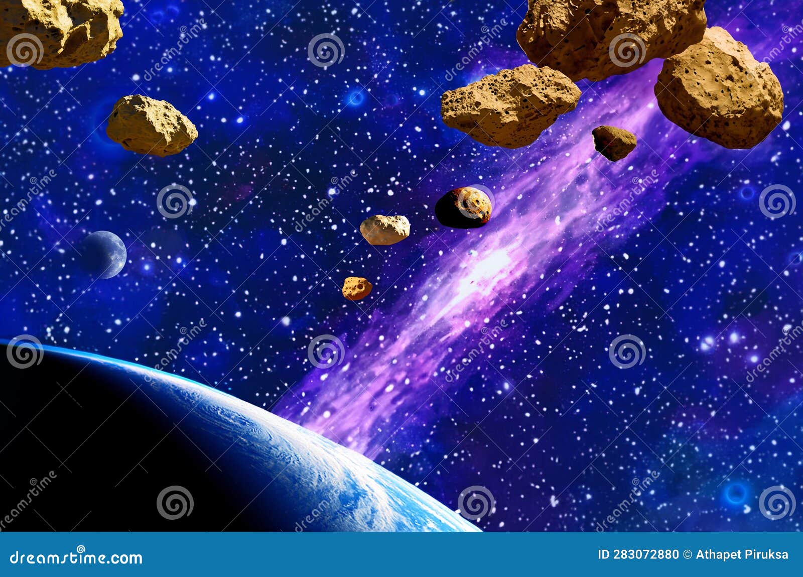 Meteorites Orbit Near the World, Generative Fill, AI Stock Illustration ...